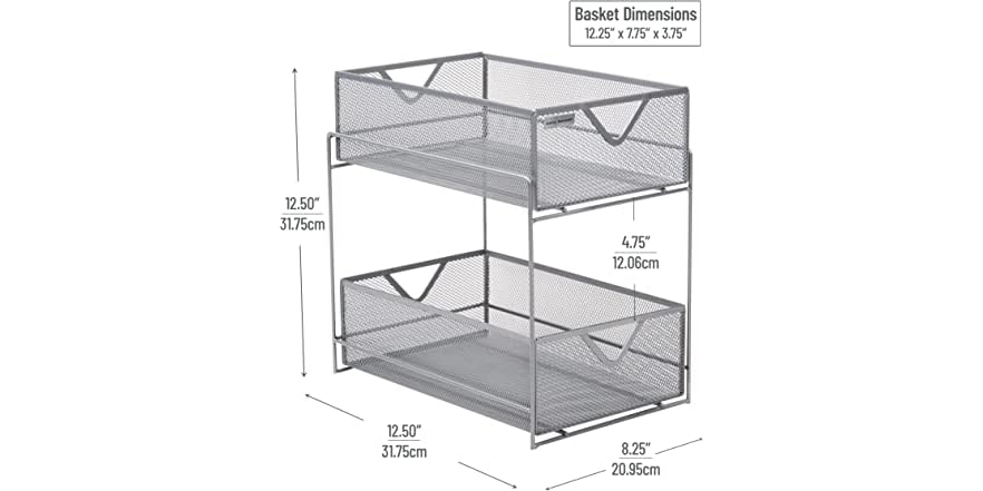 Mind Reader 2 Tier Metal Storage Basket