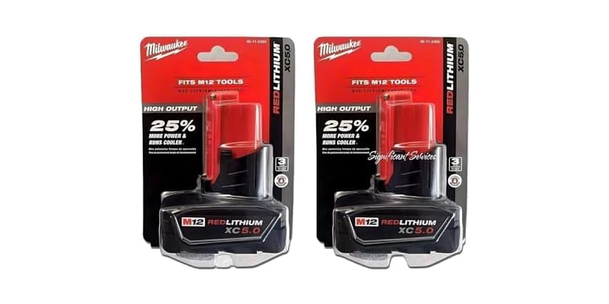 Milwaukee 48-11-2450 M12 12V XC 5Ah Battery 2pk