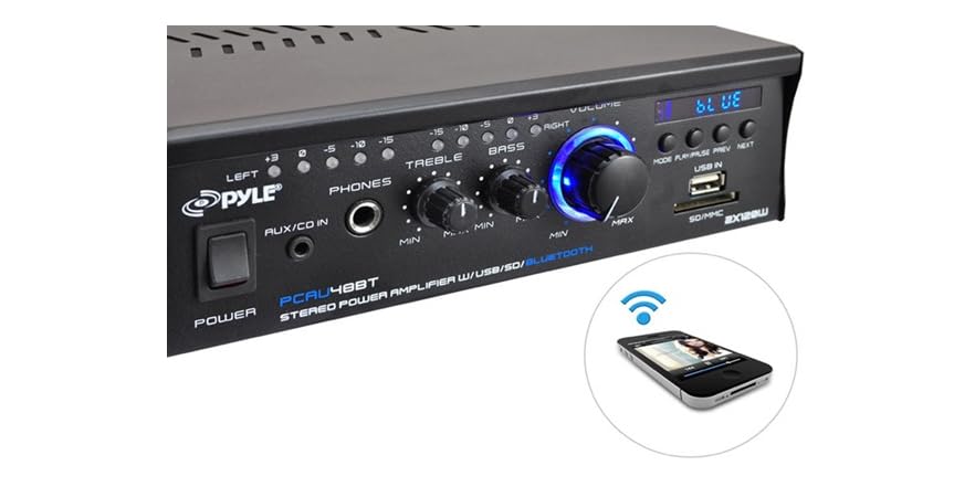 Bluetooth Mini Blue Series Stereo Power Amplifier, 2 x 120W
