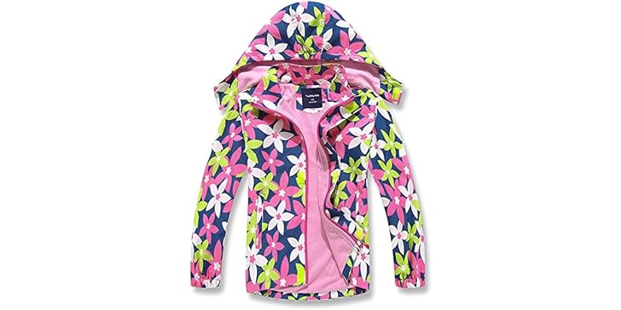 Girl's Fleece Lined Hooded Rain Jacket
