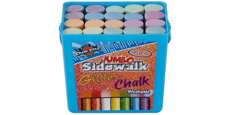 Chalk City Glitter Sidewalk Chalk 20 Pcs