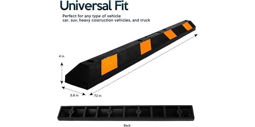Zone Tech TS0008 Heavy Duty Rubber Parking Curb – 72” Blac