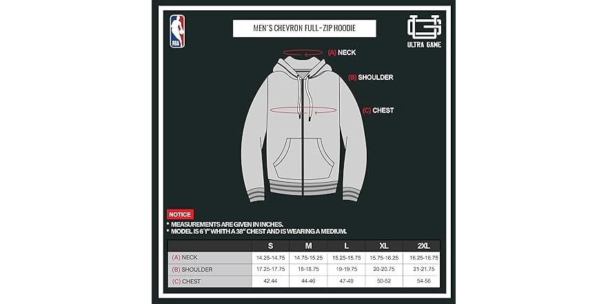 Ultra Game NBA Men's MVP Zip Hoodie