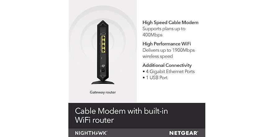 Netgear C7000-100NAR Netgear Nighthawk Cable Modem (Open Box)