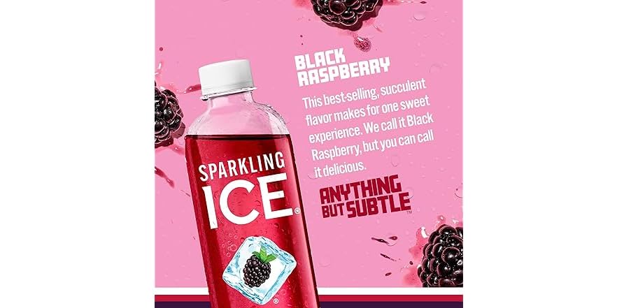(12 Pk) Sparkling Ice, Black Raspberry, Zero Sugar