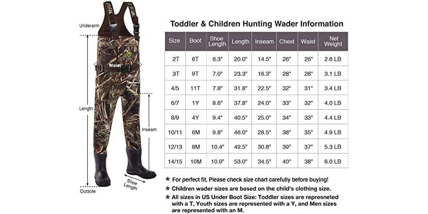 TIDEWE Kids Hunting Waders