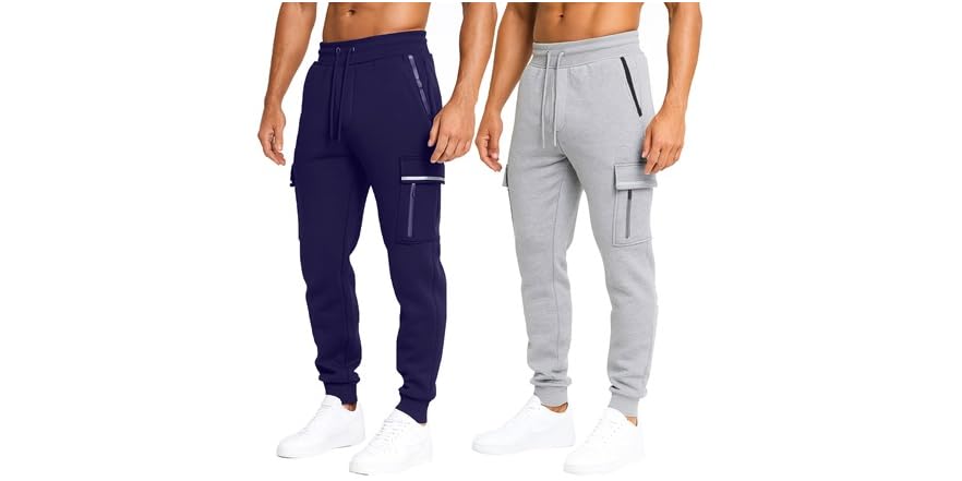 Mens Fleece-Lined Cargo Tech Joggers (S-3XL)