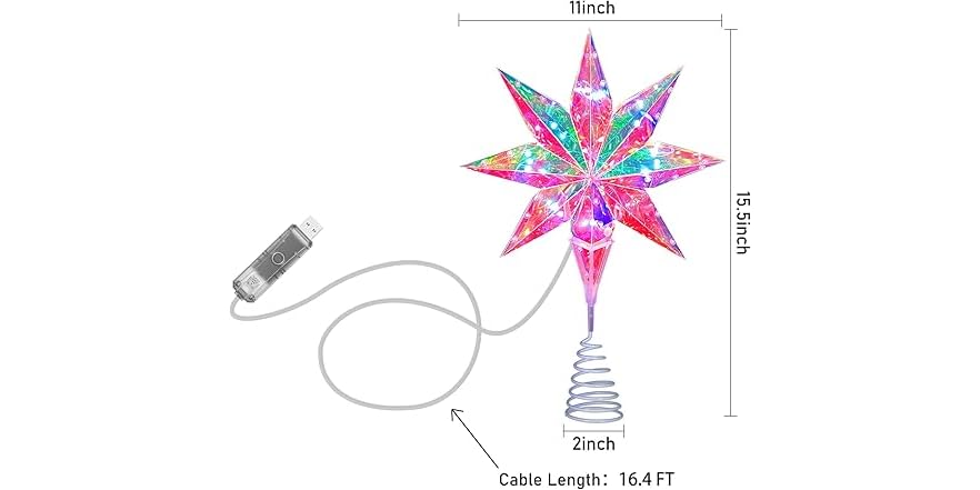 Aoycocr 15.5" Holographic Smart Star Tree Topper