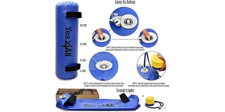 Yes4All Large Aqua Bags for Workout 49lb
