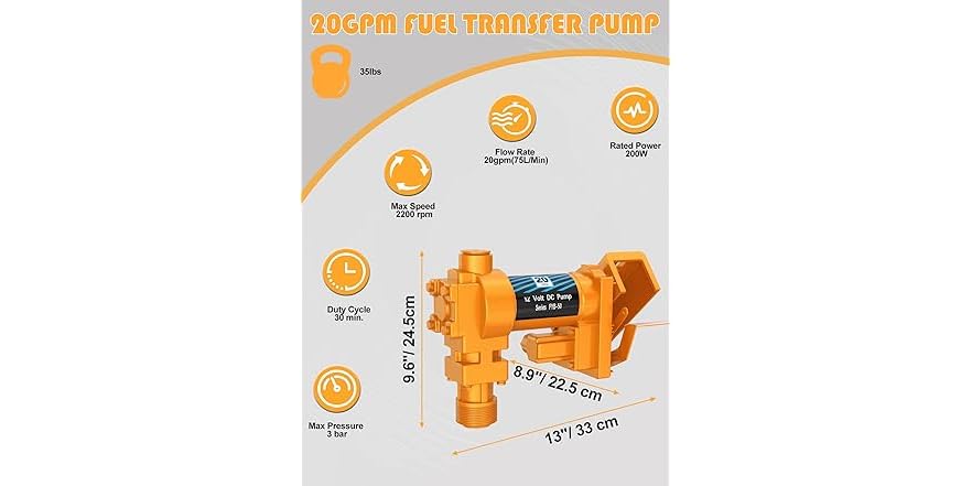 Handor 12V 20 GPM Fuel Transfer Pump