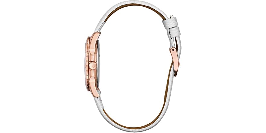 Bulova White Lizard Leather Diamond Ladies Watch 98P119