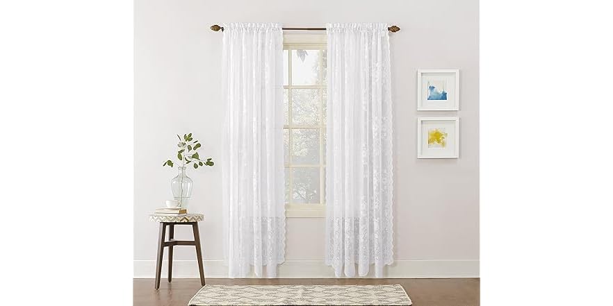No. 918 Alison Floral Lace Sheer Rod Pocket Curtain Panel