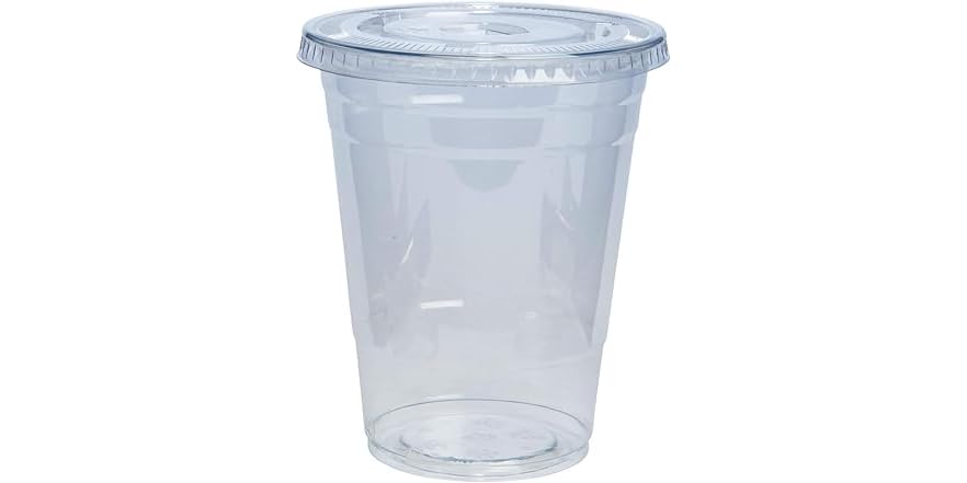 Clear Plastic Cups w/ Lids 16oz, 100sets