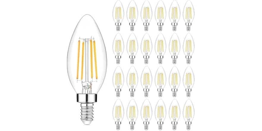 24-Pack Dimmable E12 LED Candelabra Bulbs 40W