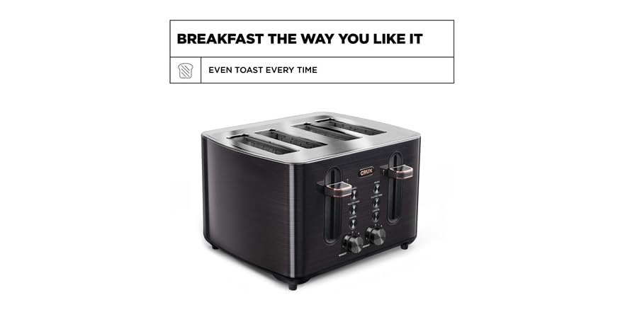 Crux 4-Slice Toaster Black Steel