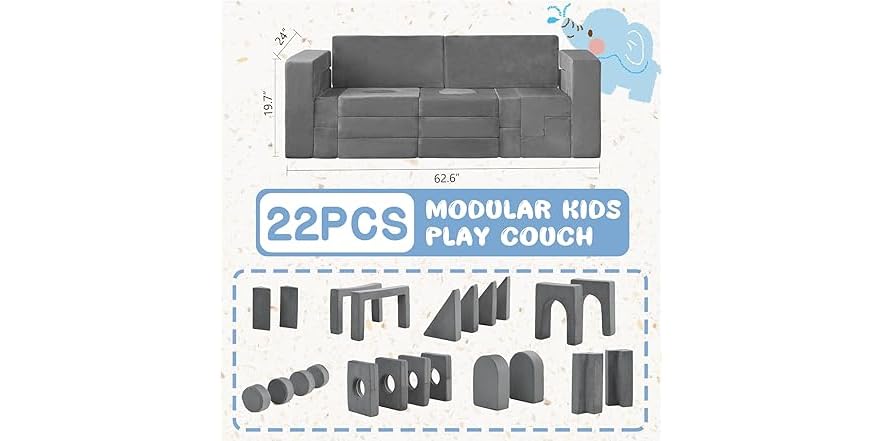 Domiqut 22Pcs Modular Play Couch