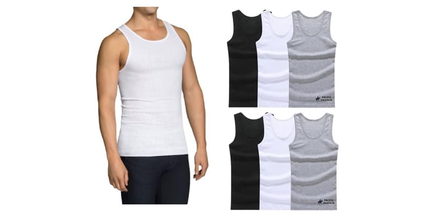 (6PK) Men's Cotton Ribbed Tank Tops