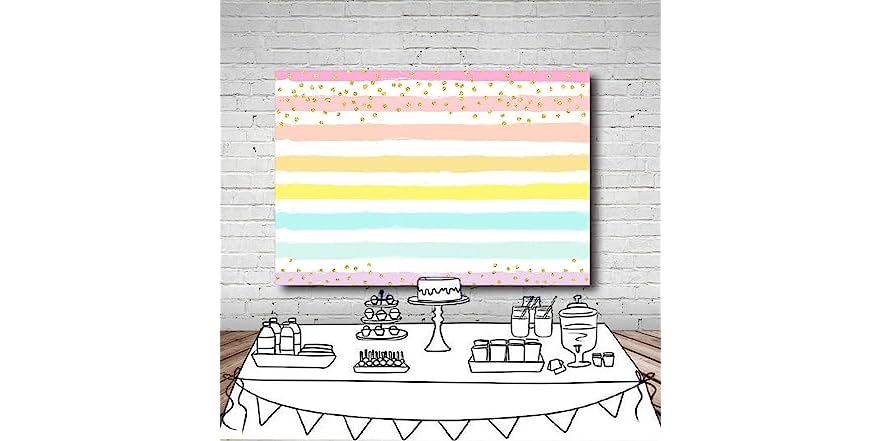 7x5ft Gold Confetti Rainbow Stripes Banner