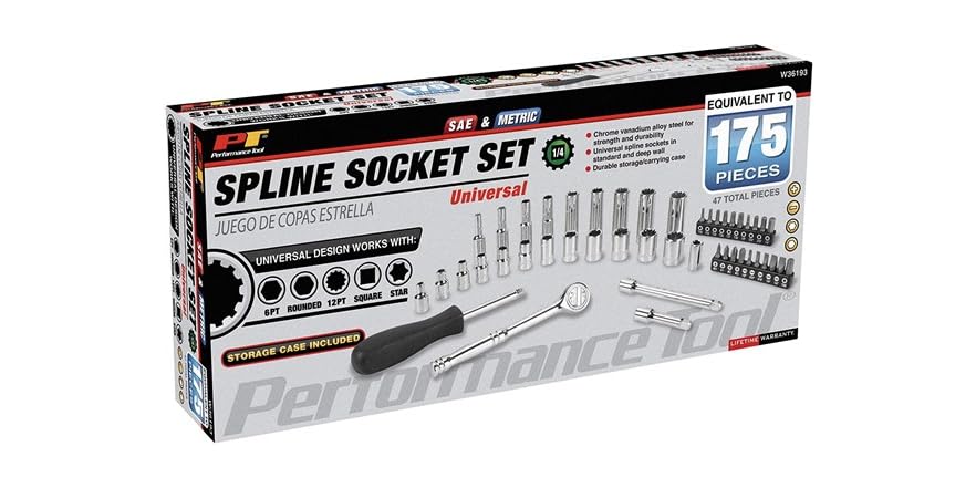 Performance Tool 1/4" Spline Socket Set