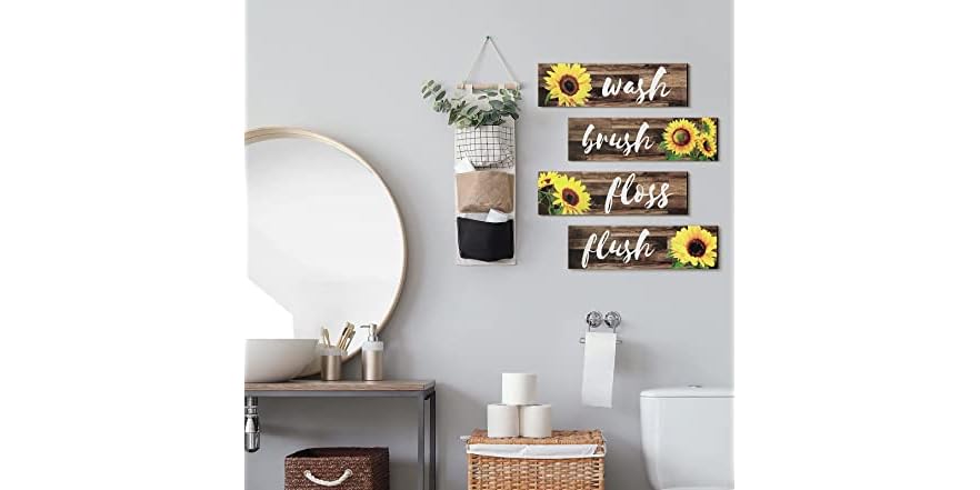 4 Pieces Bathroom Wall Decor Signs