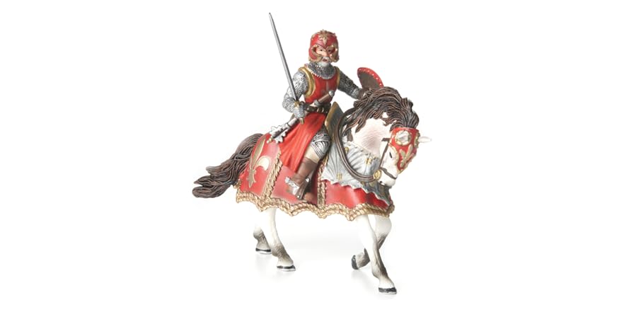 Red Knight with Sword on Horse