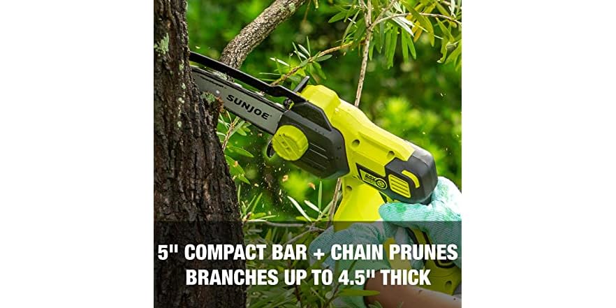 Sun Joe 24V 24-Volt iON+ Cordless Mini Chainsaw