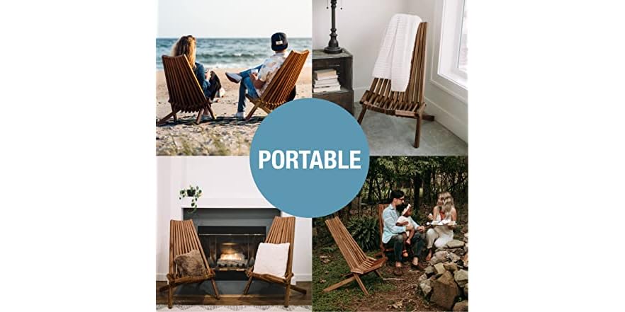 CleverMade Tamarack Folding Wooden Chair Black