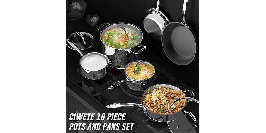 Ciwete Pots and Pans 10 Piece Set