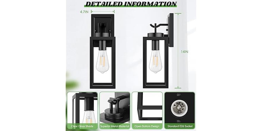 Verron 2-Pack Outdoor Wall Light Fixtures