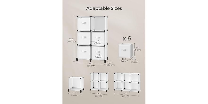 SONGMICS 6-Cube Storage Organizer w/Boxes