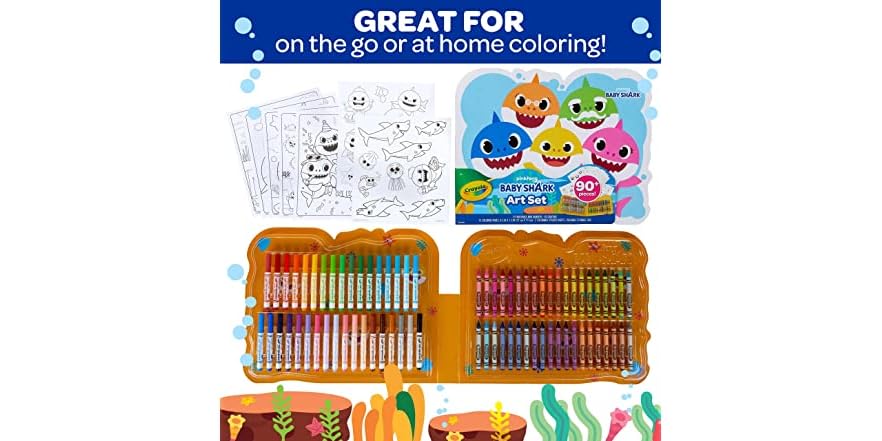 Crayola Baby Shark Art Set, 90 Pieces