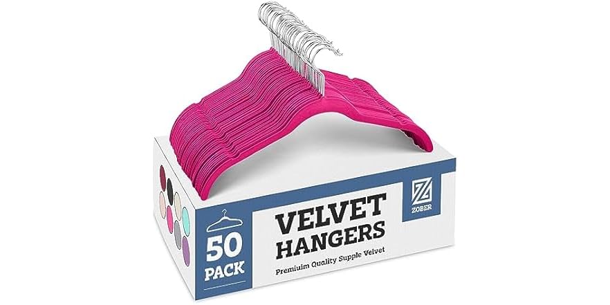 Zober Velvet Hanger 50Pk - Choose Color