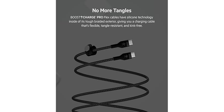 (2 Pack) Belkin BoostCharge Pro Flex Braided USB-C Cable (6.6ft/2M)