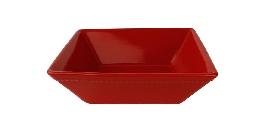 45-Pc Square Beaded Dinnerware Set-Red