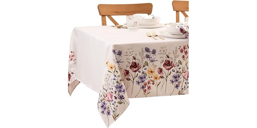 Wildflower Border Fabric Tablecloth, 60x84"
