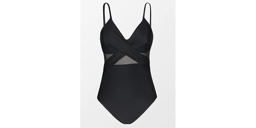 CUPSHE One Piece V-Neck Mesh Swimsuit