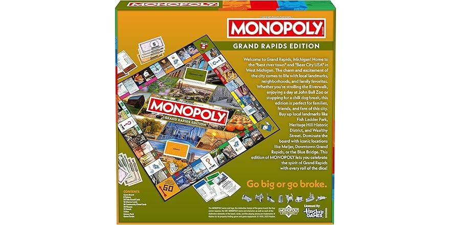 Monopoly Board Game Grand Rapids, MI Edition