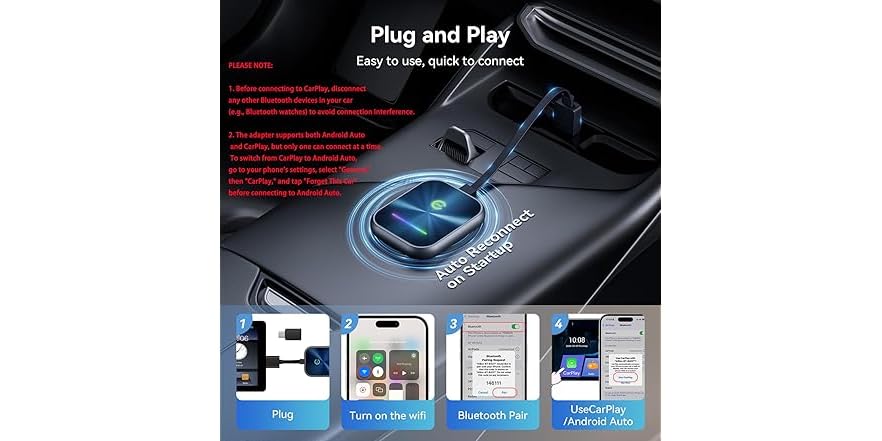 KUKIHO 2 in 1 Wireless CarPlay Adapter