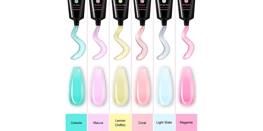 Nail Extension Gel Kit, 6 Pastel