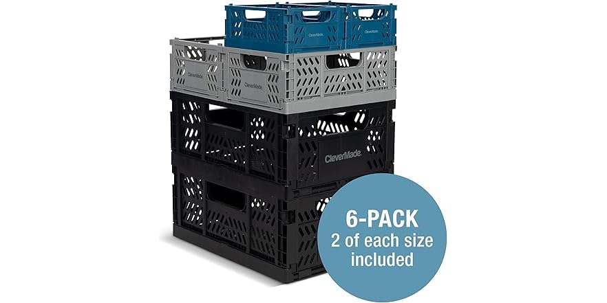 CleverMade Mini Collapsible Crates, 6-Pack