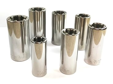 7-pc Metric Deep Well Socket Set - 3/8" Drive