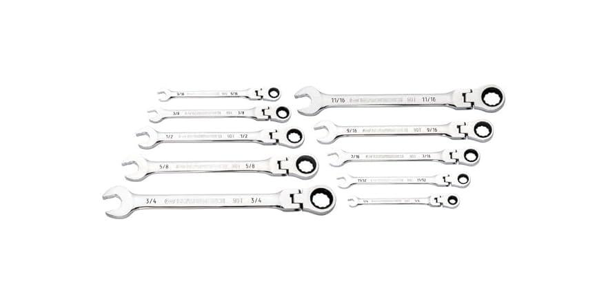 10Pc Gearwrench 86758 Set Wr Rat Flex Comb