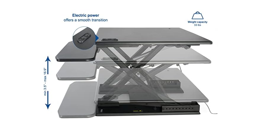 Black 32" Electric Desk Riser