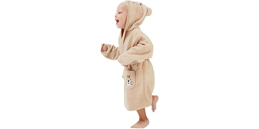 Baby Hooded Bathrobe, Beige Tiger