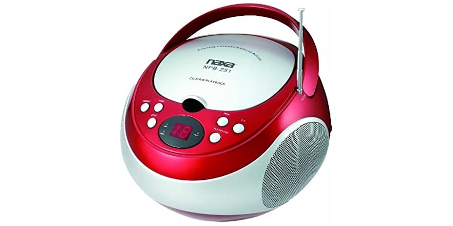 NAXA Electronics NPB-251RD Portable CD Player with AM/FM Stereo Radio Red