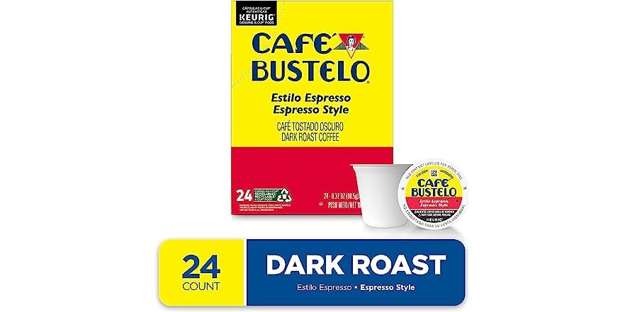 Cafe Bustelo Espresso Dark Roast, 24 K-Cups