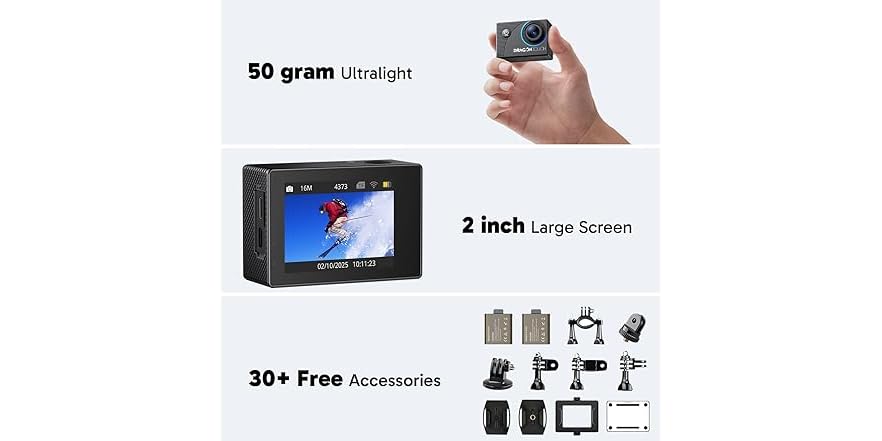 (NEW) Dragon Touch 4K Waterproof Action Camera