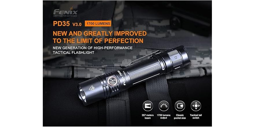 Fenix PD35 v3.0 Tactical Flashlight Rechargeable