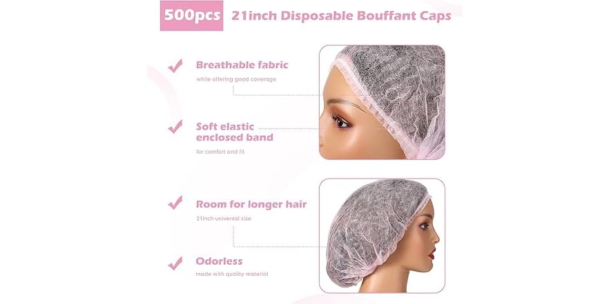 500 Pcs Disposable Bouffant Caps
