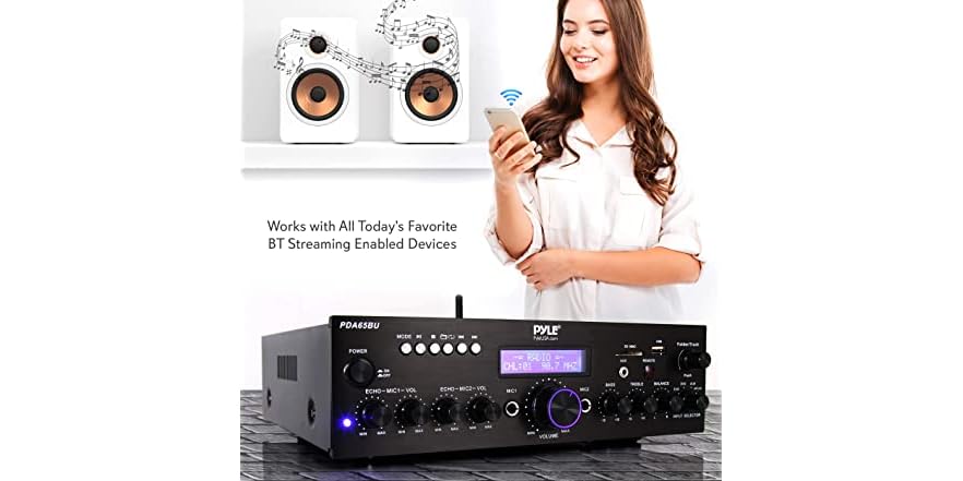 Pyle Wireless Bluetooth 200W Dual Channel Power Amplifier